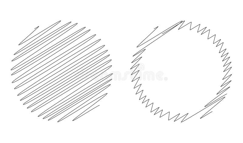 Circle and Ring Sketch, Doodle, Scrawl Random Lines Vector Elements ...