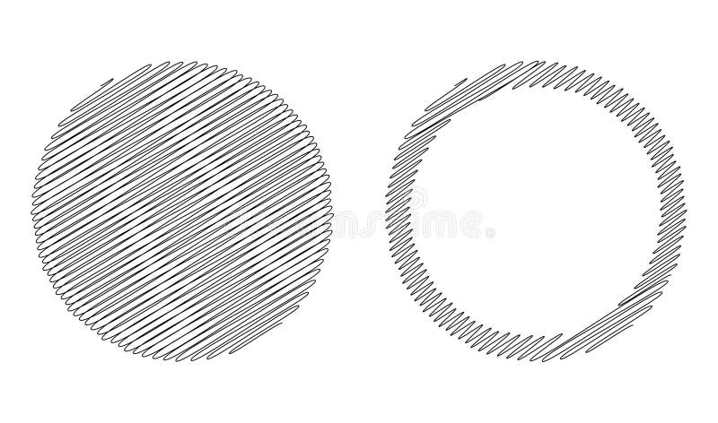 Circle and Ring Sketch, Doodle, Scrawl Random Lines Vector Elements ...