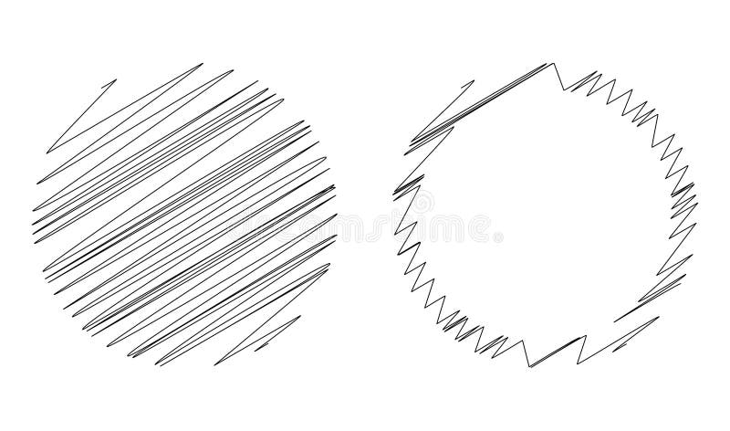 Circle and Ring Sketch, Doodle, Scrawl Random Lines Vector Elements ...