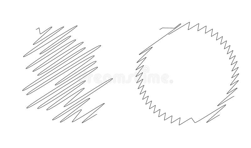 Circle and Ring Sketch, Doodle, Scrawl Random Lines Vector Elements ...