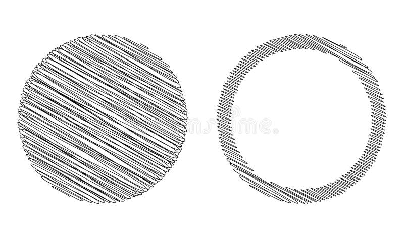 Circle and Ring Sketch, Doodle, Scrawl Random Lines Vector Elements ...