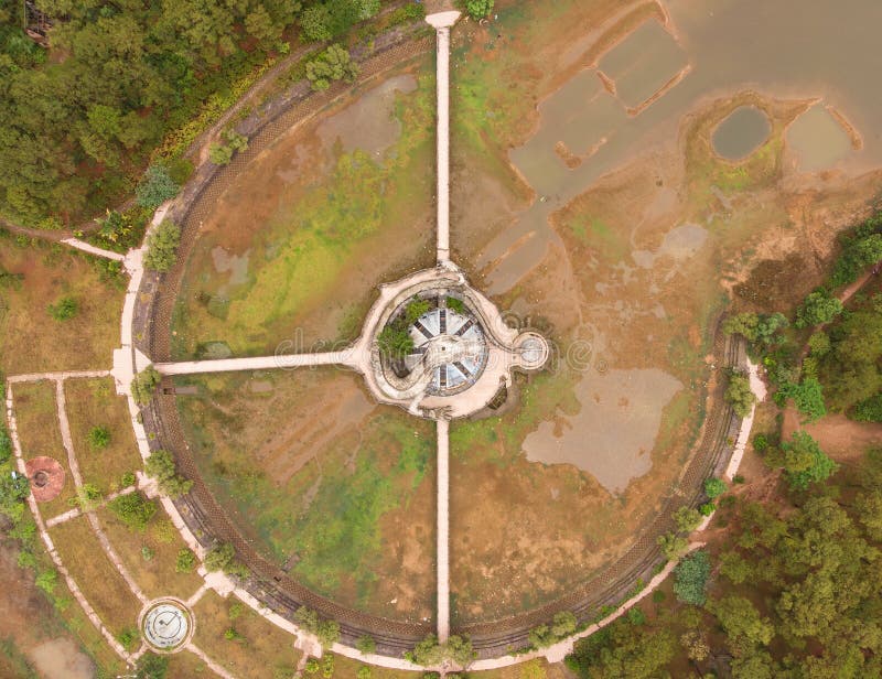 Circle Road and Building in the Middle, Aerial Stock Image - Image of ...