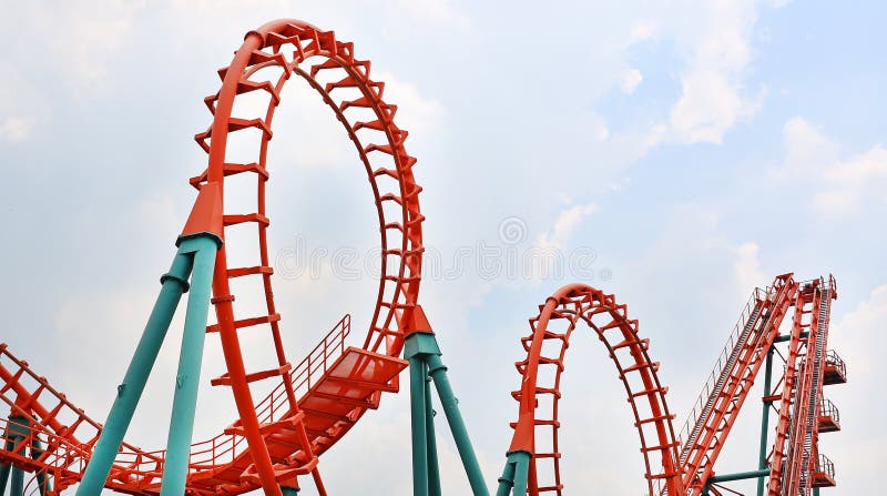 Circle Roller Coaster Track Stock Photo - Image of family, height ...