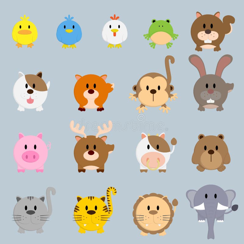 Circle Round Cartoon Color Animal Illustration Stock Vector ...