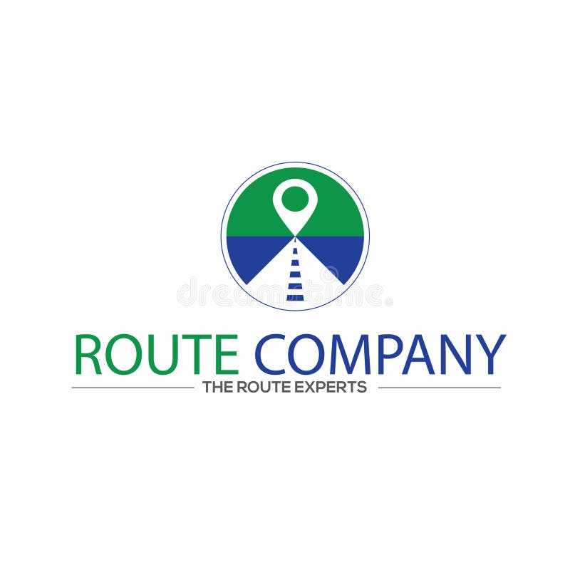 Circle Route Company Logo with Road and Pin Stock Illustration ...