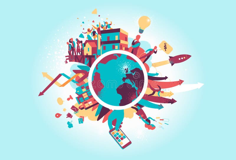 Contemporary World of Social Media and Business Communication Set Stock ...