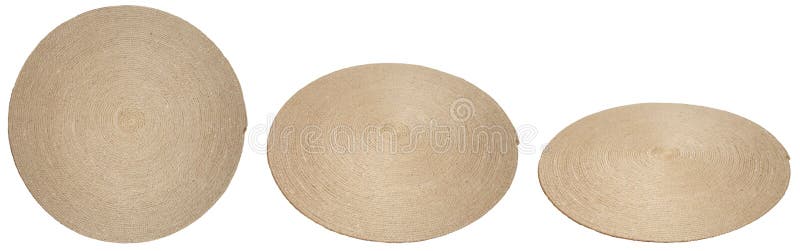 Circle Rug Made with Jute Rope in 3 Different Angles Isolated on White ...