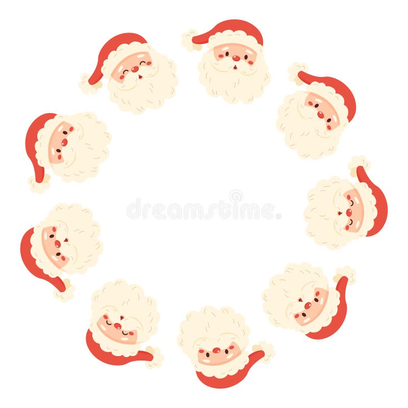 Circle of Santa Claus Heads Illustration on White Background Stock ...