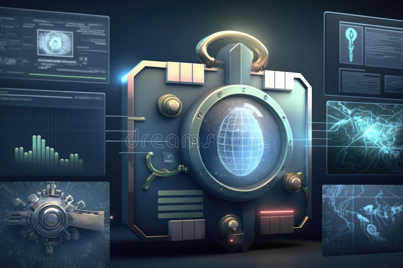 Circle and Screens with Data Processing and Circuit Board, Created ...