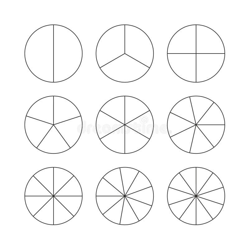 Circle Segments Set. Black Thin Outline. Stock Vector - Illustration of ...