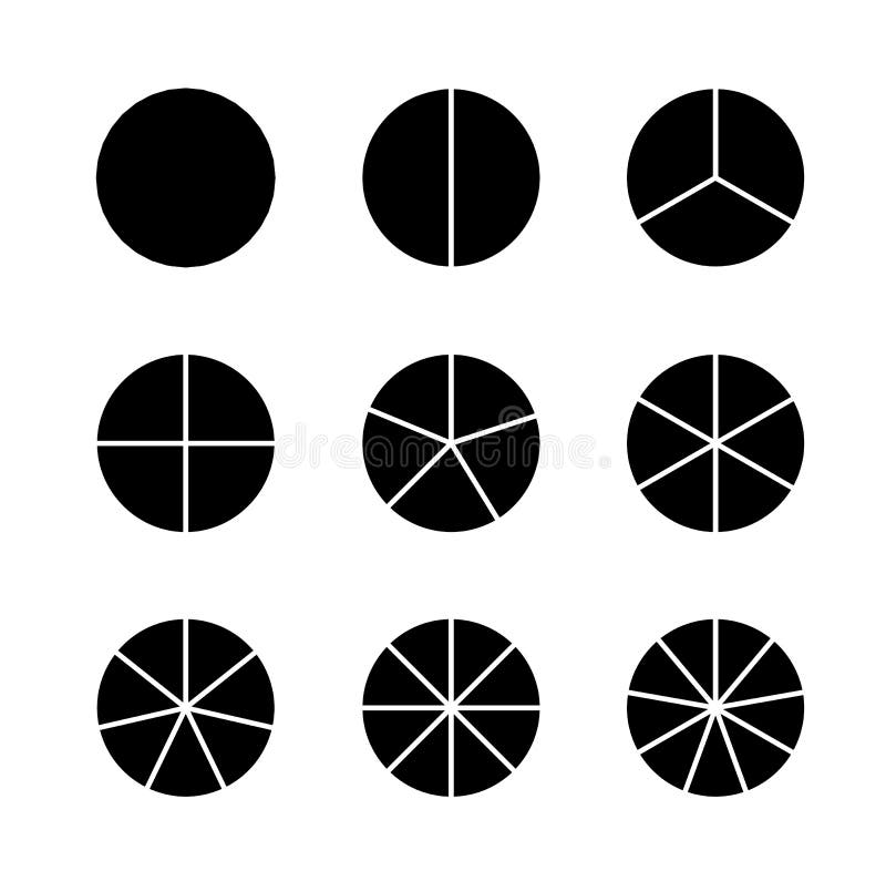 Segmented Circles Set Isolated on a White Background.Various Number of ...