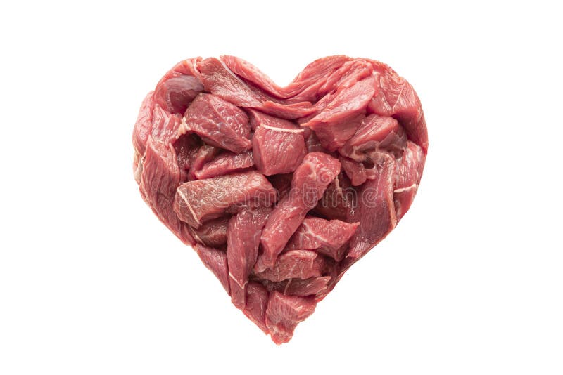 Circle Serving Meat Beef Pieces, Isolate on a White Background. the ...