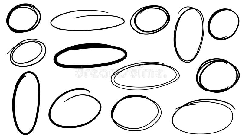 Hand Drawn Doodle Circle Highlights. Brush Marker Pen Round Ovals ...