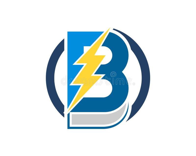 Circle Shape with B Book and Lightning Inside Stock Illustration ...