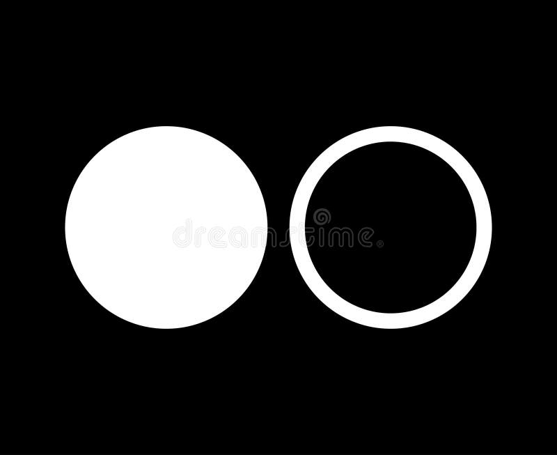 Circle Shape and Circle Outline Stroke Black and White Symbol Vector ...