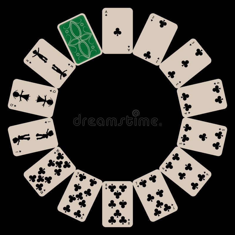 Circle Shape Spades Playing Card on Black Stock Vector - Illustration ...