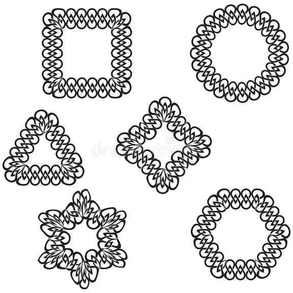 Circle Shape Clusters. Geometric Figure Set. Outlined Rounded Designs ...