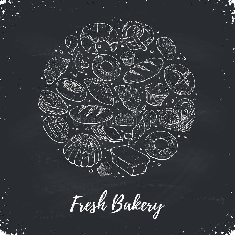 Fresh bread circle poster stock vector. Illustration of drawn - 114291102