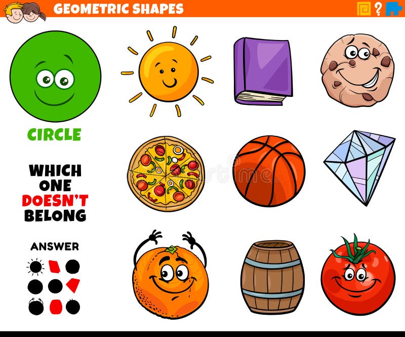 Circle Shape Objects Educational Task for Kids Stock Vector ...