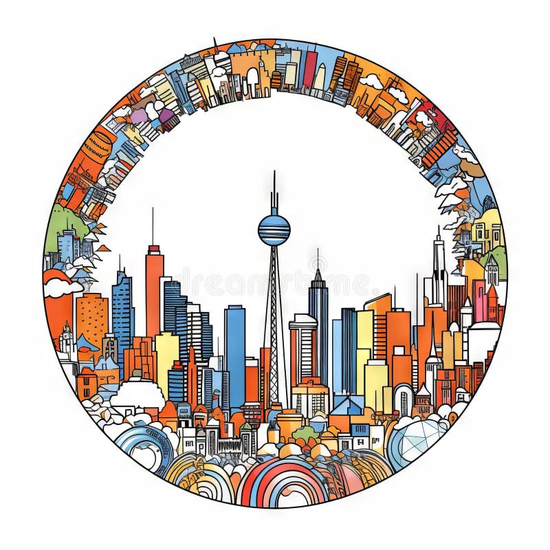 A Circle Shape Frame with Center Space Frame Made with Buildings ...