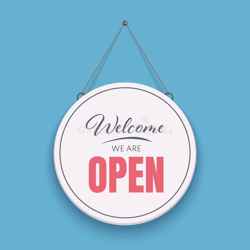 Circle Shape Open Signboard. Stock Vector - Illustration of signboard ...