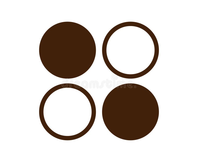 Circle Shape and Outline Stroke Collection Symbol Brown Element Vector ...