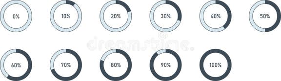 Circle Shape Progress Indicator Icons Set with 10 Steps. Collection of ...