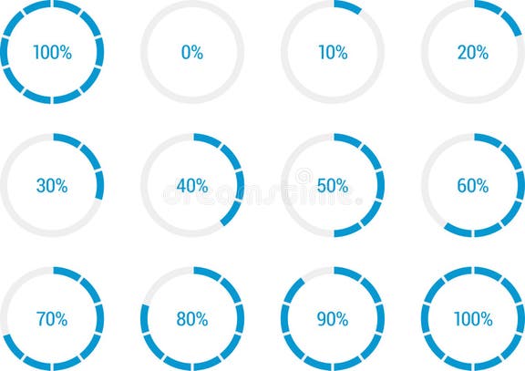 Circle Shape Progress Indicator Icons Set with 10 Steps. Collection of ...