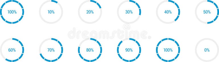 Circle Shape Progress Indicator Icons Set with 10 Steps. Collection of ...