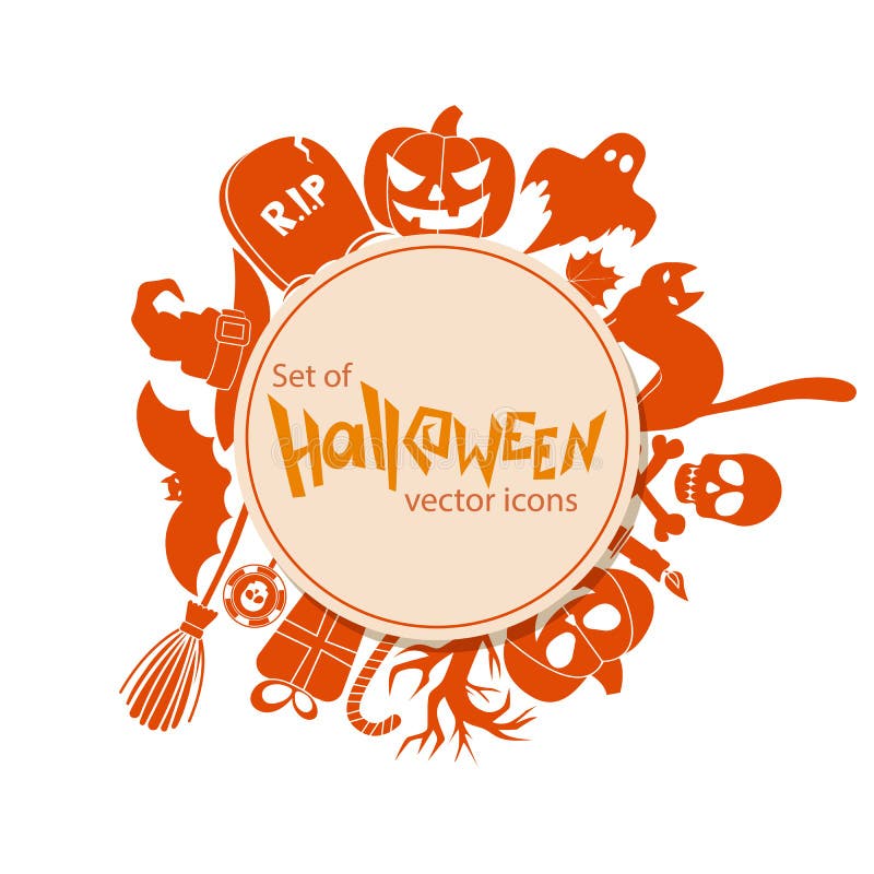 Circle Shape Template with Halloween Icons Stock Vector - Illustration ...