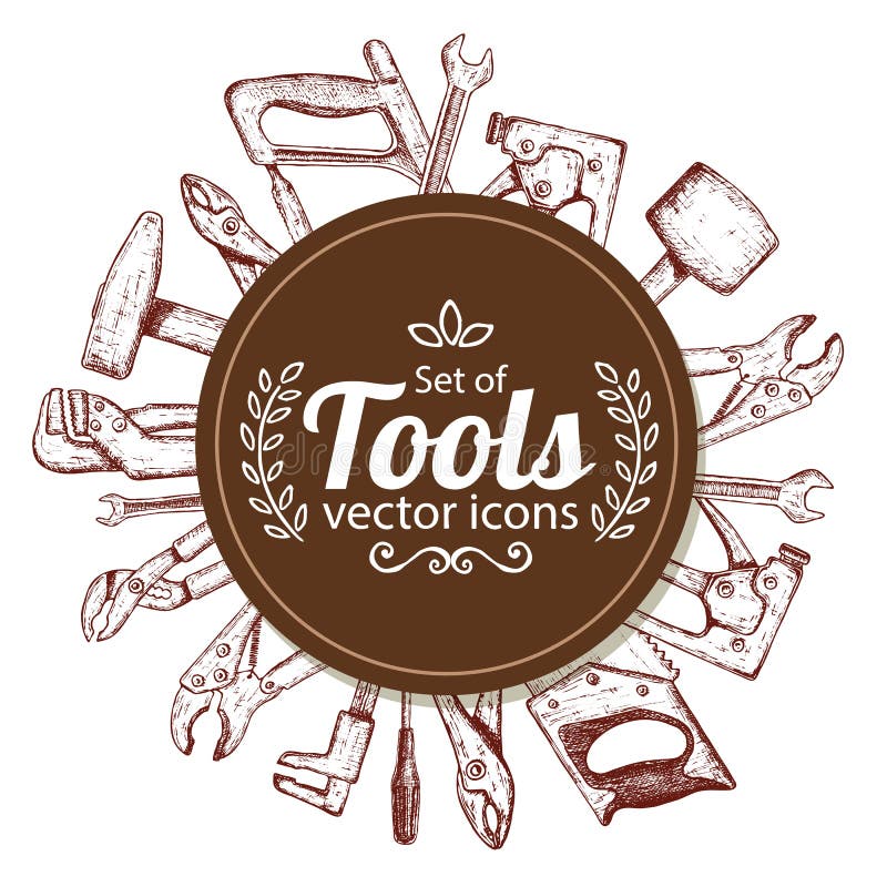 Circle Shape Template with Repair Tools Icons Stock Vector ...