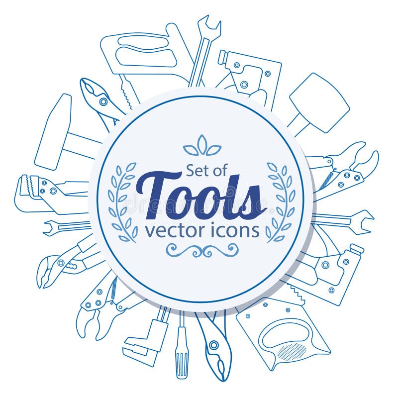 Circle Shape Template with Repair Tools Icons Stock Vector ...