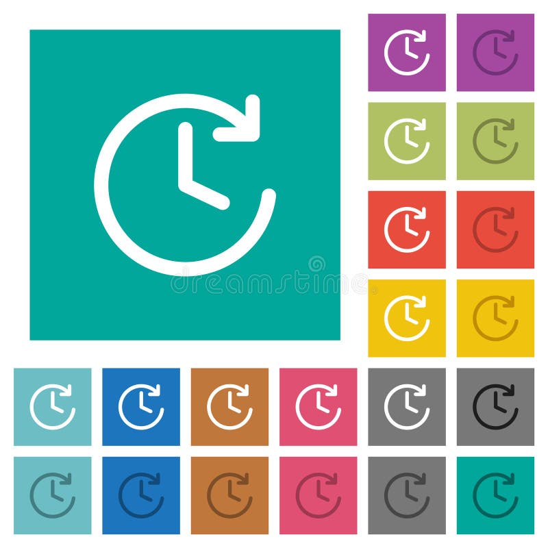 Circle Shaped Forward Arrow and Clock Square Flat Multi Colored Icons ...