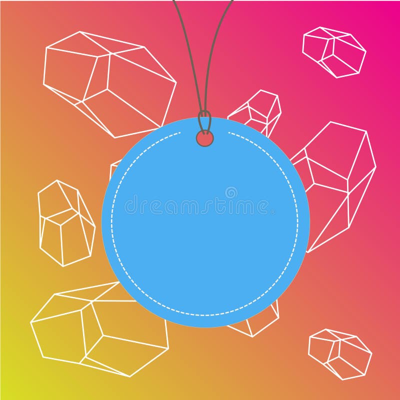 Circle Shaped Label Attached by Black String on the Top. Colorful ...