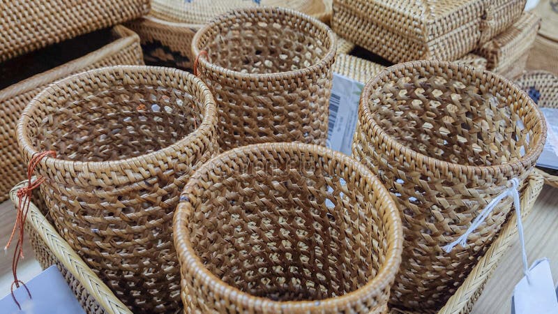 Circle-shaped Rattan Baskets, for Storing Goods, are Very ...