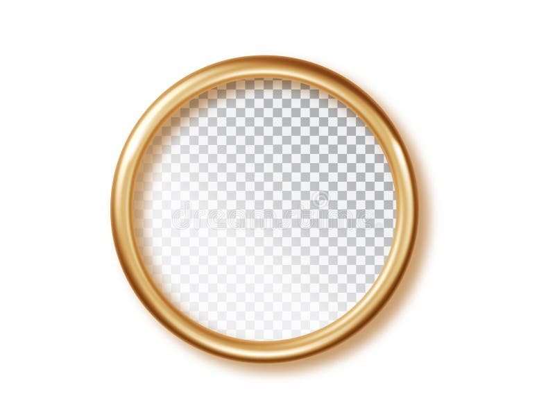 Circle Shiny Gold Frames Realistic with Shadows on White Background ...