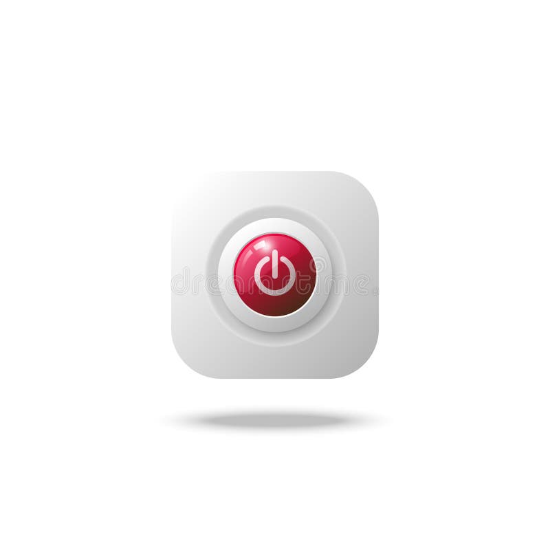Shutdown Button Red Color Crystal with Shutdown Icon Symbol Stock ...