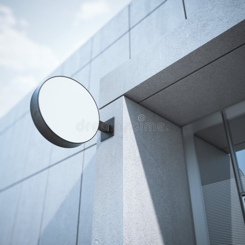 Circle Signboard on the Office Building. 3d Rendering Stock Image ...