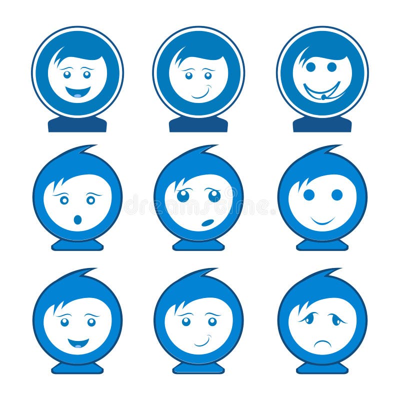 Circle Smile Face Character Set Logo Concept Design. Symbol Graphic ...