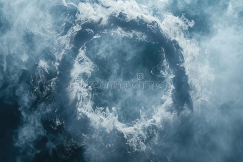 A Circle of Smoke Captured on a Dark Blue Background. this Image Can Be ...