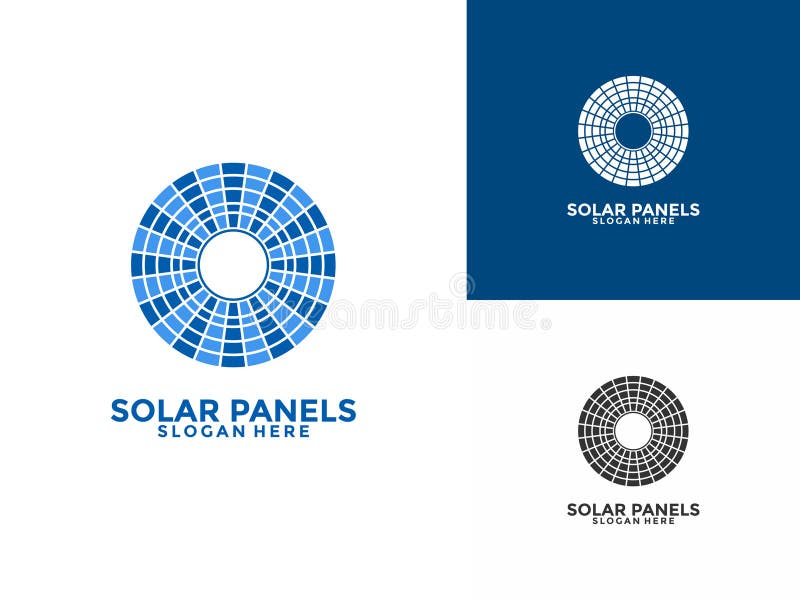 Circle Solar Panel Logo Vector Design. Blue Solar Energy Logo Icon ...