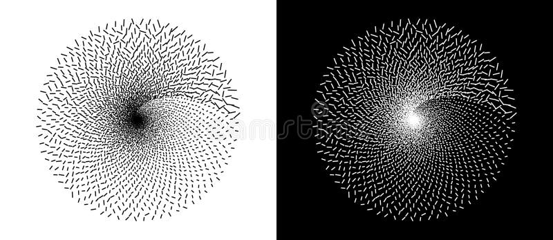 Circle or Spiral Illustration with Chaotic Line Particles. Design ...