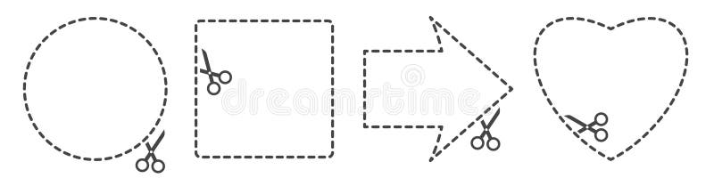 Circle, Square, Arrow, Heart. Scissors Cut Shape. Flat Vector ...