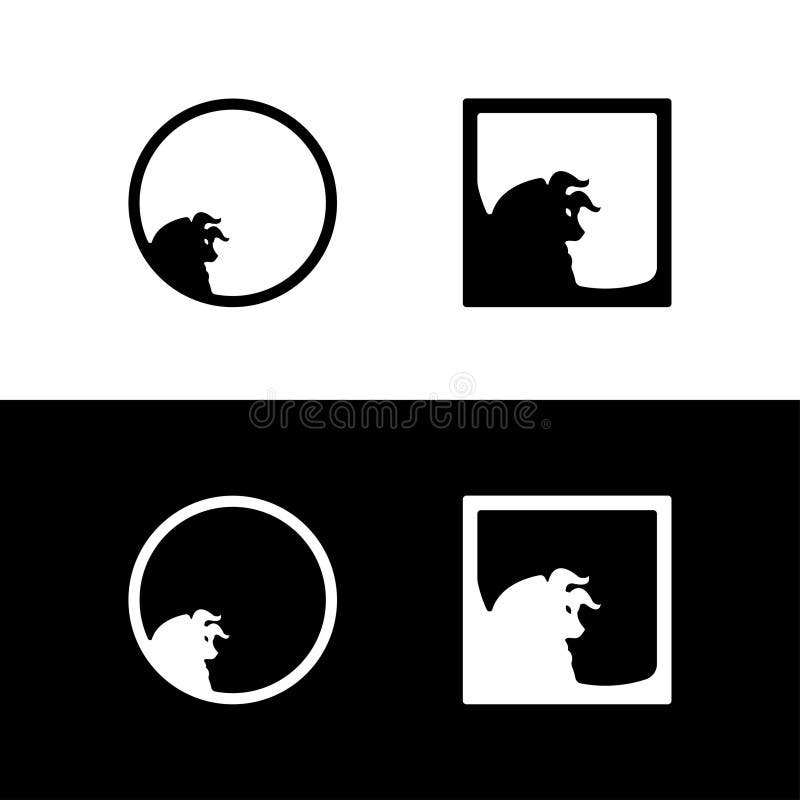 Circle and Square Bull Animal Logo Design Stock Vector - Illustration ...
