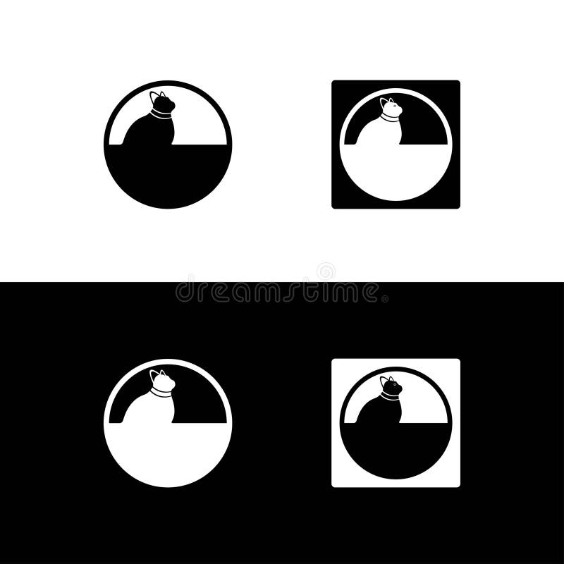 Circle and Square Cat Animal Logo Design Stock Vector - Illustration of ...