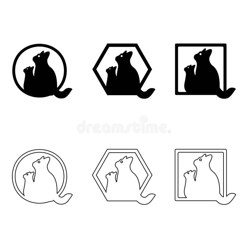 Circle and Square Cat Animal Logo Design Stock Vector - Illustration of ...