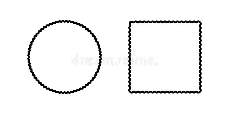Circle and Square Frames with Wavy Edges. Round and Rectangular Shapes ...