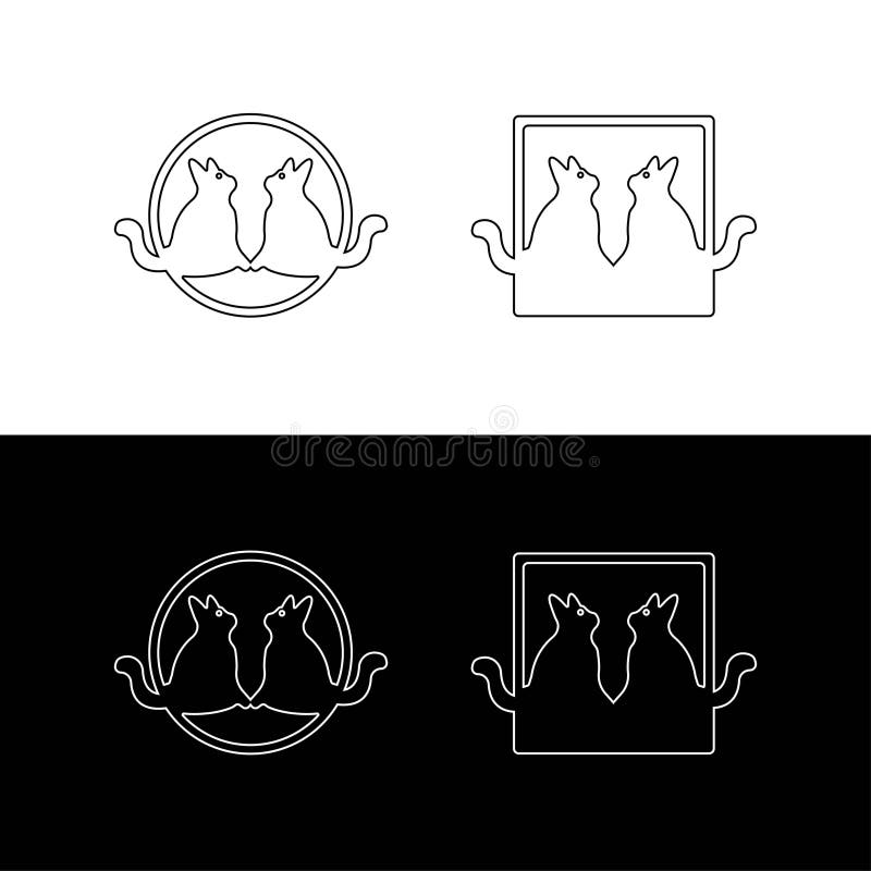 Circle and Square Line Art Cat Animal Logo Stock Vector - Illustration ...