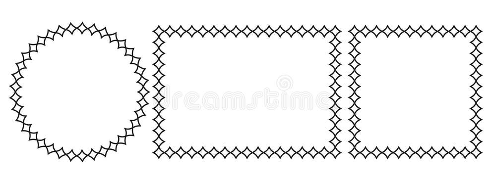 Scalloped Edge Rectangle Ellipse Circle Square Shapes Stock ...