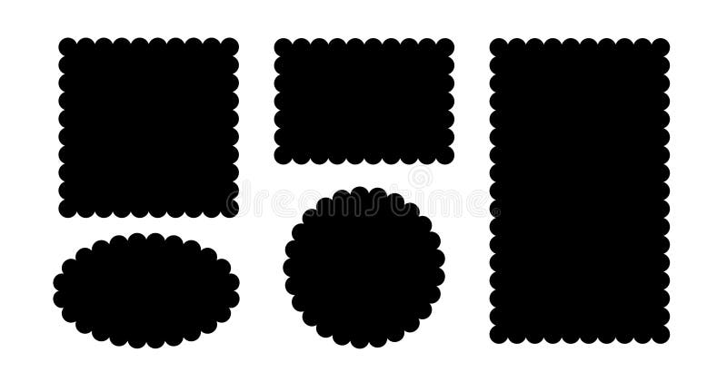 Circle and Square Scalloped Frames. Scalloped Edge Rectangle and ...